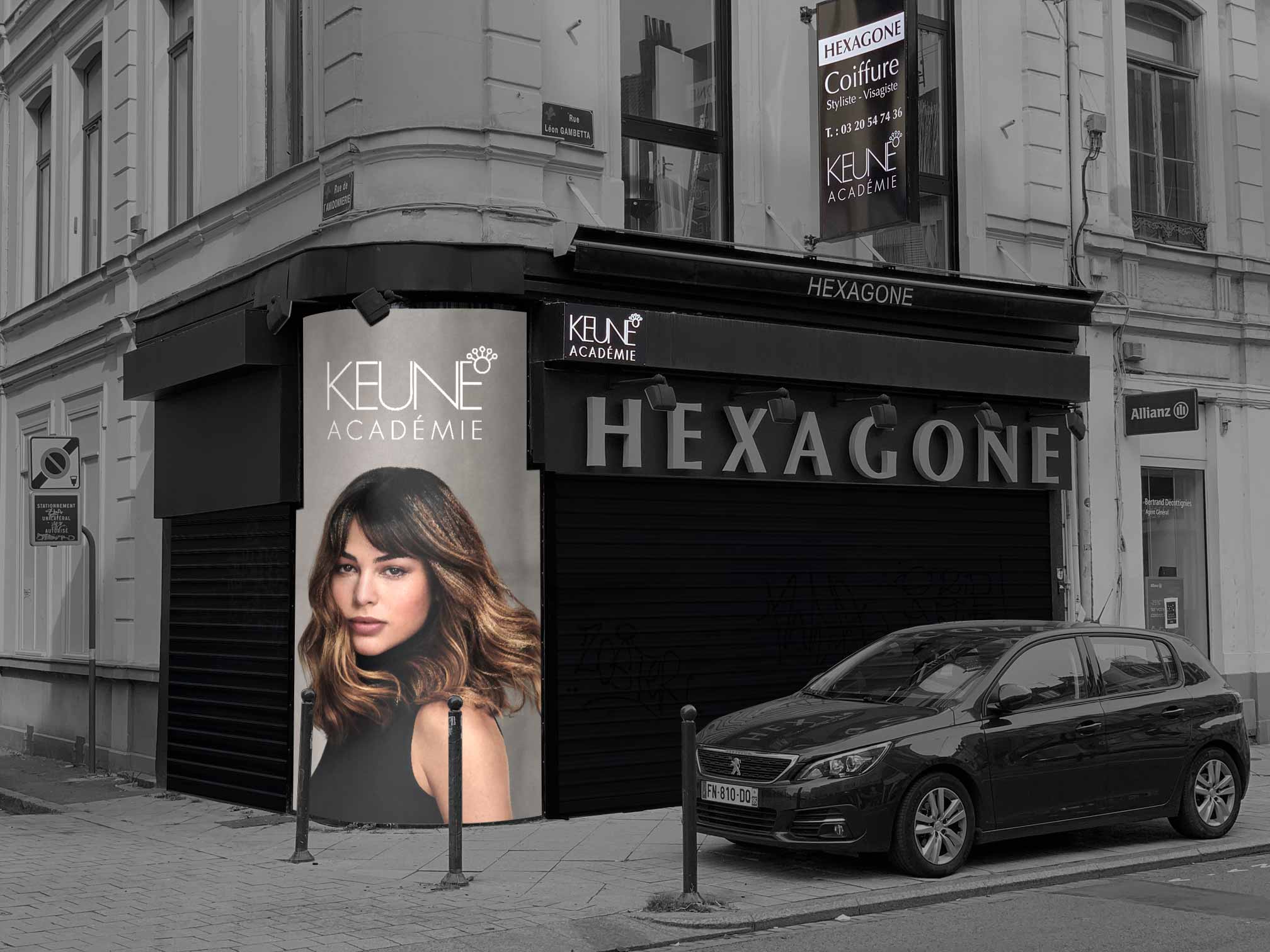 Branding pour Keune Haircosmetics France - Enseigne vitrine